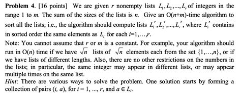Problem 4 16 Points We Are Given R Nonempty Lists