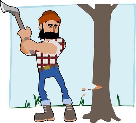 Lumberjack Axe Wood Free Commercial Clipart Man Cutting Tree Clipart Png Download Full
