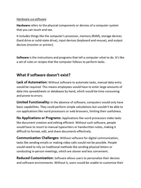 Hardware And Software Pdf Software Operating System