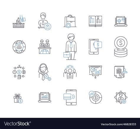 Corporate Integration Line Icons Collection Vector Image