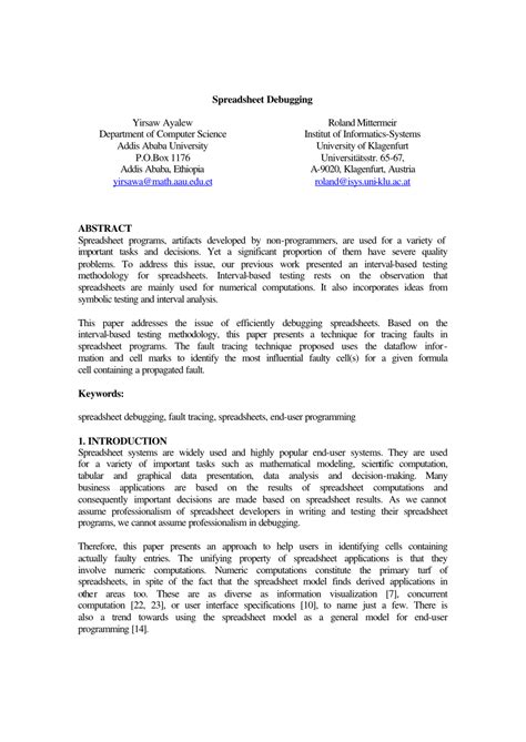 Pdf Spreadsheet Debugging