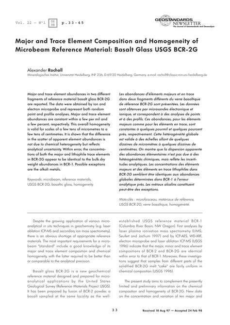 Pdf Major And Trace Element Composition And Homogeneity Of Microbeam