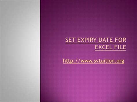 Set Expiry Date For Excel File