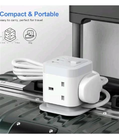 Cube Extension Lead With Usb Slots 4 Way Multi Plug With 2 Usb A And 1 Usb C Ports Uk Power