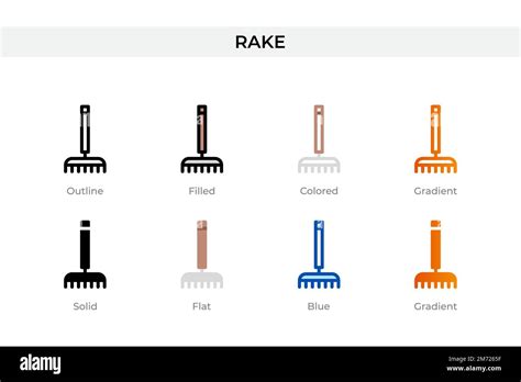 Rake Icon In Different Style Rake Vector Icons Designed In Outline