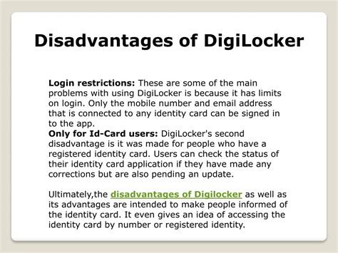 Ppt Advantages And Disadvantages Of Digilocker Powerpoint Presentation Id 9942211