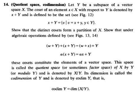 Solved 4 Quotient Space Codimension Let Y Be A Subspace