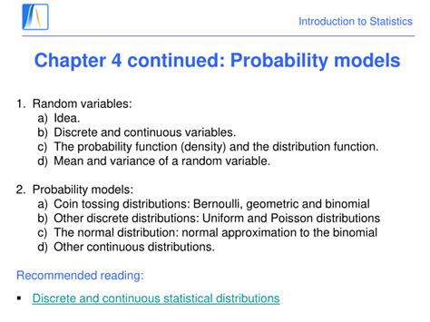 Ppt Chapter 4 Continued Probability Models 1 Random Variables A