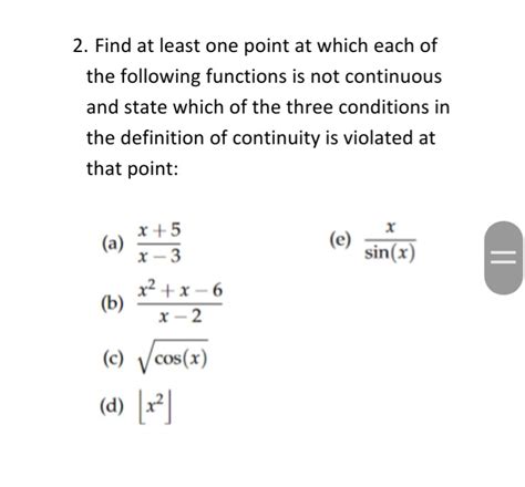 2 find at least one point at which each of the following functions is