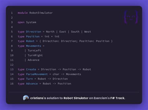 cristians s solution for robot simulator in f on exercism
