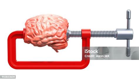 인간의 두뇌와 클램프 흰색 배경에 고립 된 3 차원 렌더링 바이스 플라이어에 대한 스톡 사진 및 기타 이미지 바이스 플라이어 3차원 형태 감정 Istock