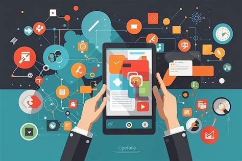 Premium Photo Mobile App Development Concept Hands Holding Tablet