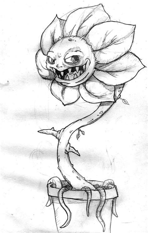 Evil Flower Sketch By Rowanpunk Deviantart Com On DeviantArt Creepy Drawings Art