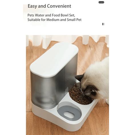 Диспенсър за храна и вода за кучета и котки 2 8 л с 1 л бял Emag Bg