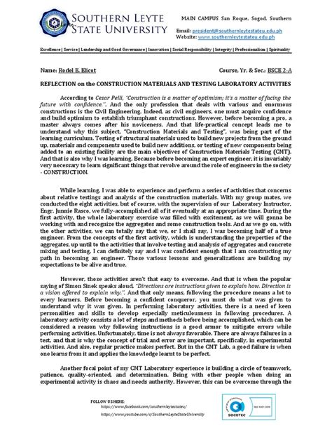 Rodel Lab Reflection Cmt Pdf Concrete Laboratories