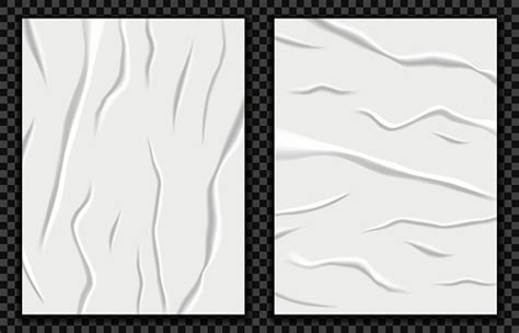 사실적으로 심하게 접착 된 종이 벡터 일러스트레이션 젖은 구겨진 포스터 모형 주름진 시트 질감 모조 구겨진 종이 효과 0명에 대한 스톡 벡터 아트 및 기타 이미지 Istock