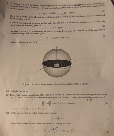 Solved In Example Using The Euler Lagrange Material Chegg Com