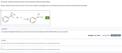 Solved X Incorrect Identify The Hydrogen Atom That Would