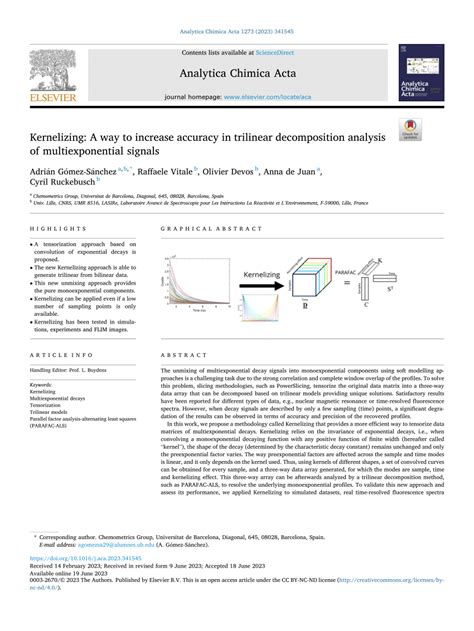 Pdf Kernelizing A Way To Increase Accuracy In Trilinear Decomposition Analysis Of