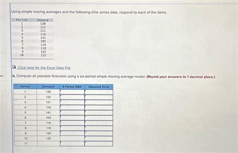Solved Using Simple Moving Averages And The Following Time
