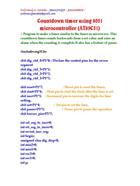 countdown timer using 8051 microcontroller at89c51 pdf timer areas of computer science