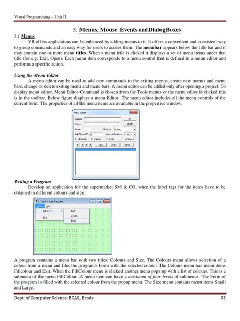 Unit Ii Vb 60 Final Download Free Pdf Menu Computing Dialog Box