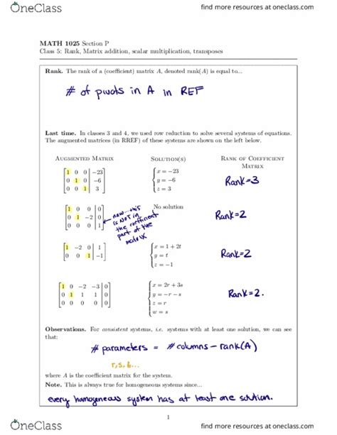 Math 1025 Lecture Notes Winter 2023 Lecture 5 Augmented Matrix Matrix Addition Gaussian