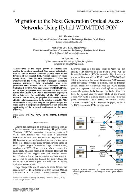 Pdf Migration To The Next Generation Passive Optical Network