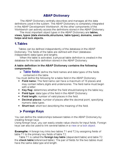 Abap Dictionary Pdf Database Index Data Type