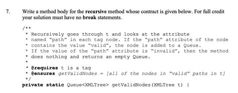 Solved 6 Write A Method Body For The Instance Method Whose