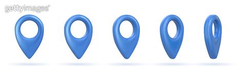 Shiny Blue Realistic Map Pointers Vector Set In Various Angles Web Location Point Pointer 3d