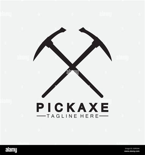 Pickaxe Logo Vector Icon Symbol Illustration Design Template Mining Concept With Silhouette