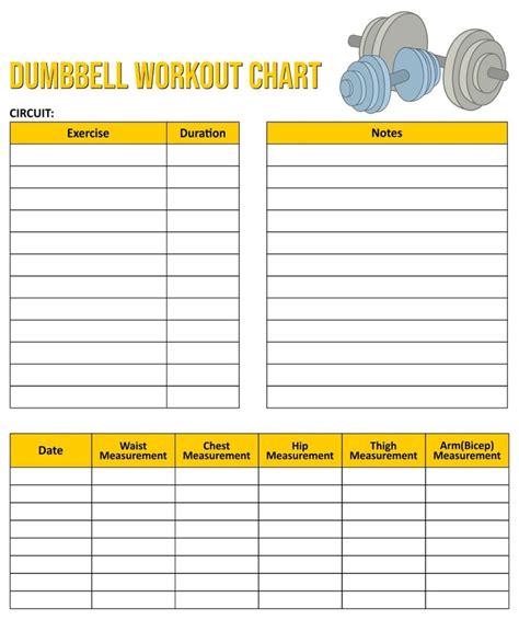15 Dumbbell Exercises Chart Printable Workout Poster Pdf American