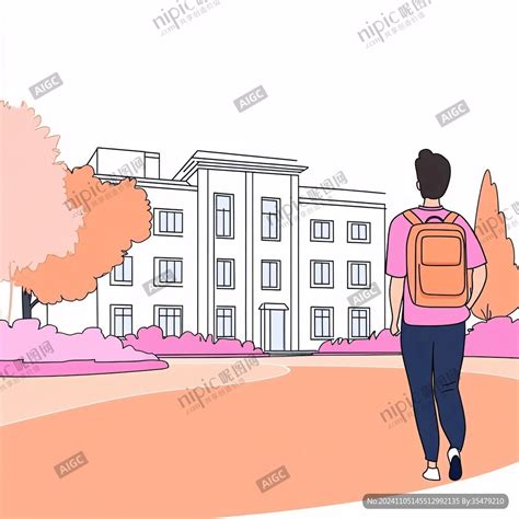 Ai创作图高校插画 漫画校园 学生背影手绘 进入校园的学生 开学啦新生报到 高中生开学季 校园场景插画 学校背影 高中插画 校园手绘插画 大学生开学季 青春校园插画 大学高中开学背景 教学楼