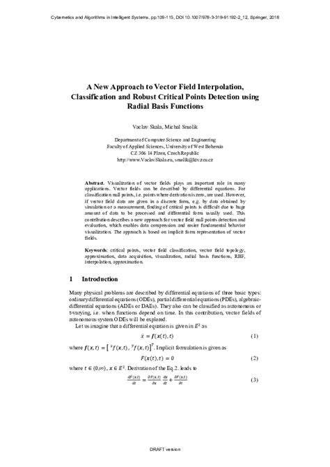 Pdf A New Approach To Vector Field Interpolation Classification And