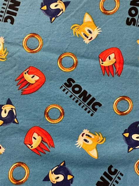 Sonic The Hedgehog Cotton Fabric 1 2 Yard Etsy