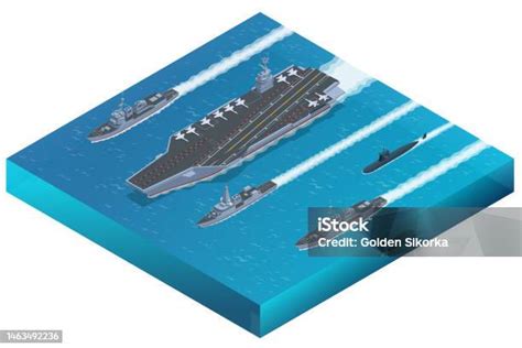 아이소메트릭 캐리어 전투 그룹 항공 모함 주력함과 많은 수의 호위로 구성된 해군 함대가 함께 그룹을 정의합니다 등측투영법에 대한