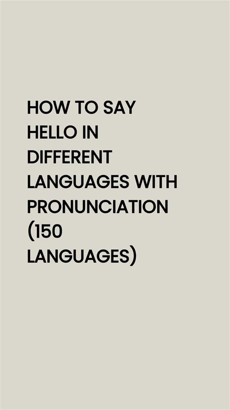 How To Say Hello In Different Languages With Pronunciation Languages