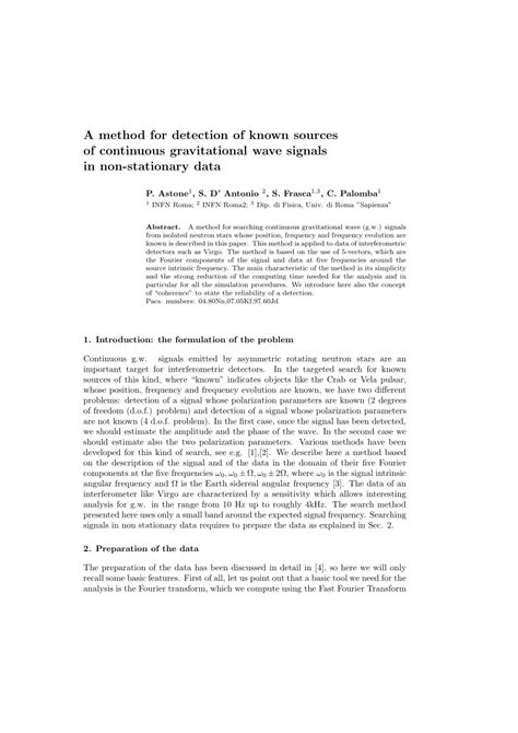 Pdf A Method For Detection Of Known Sources Of Continuous