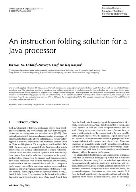 Pdf An Instruction Folding Solution For A Java Processor