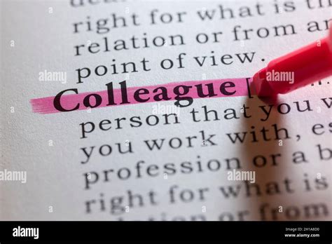 Fake Dictionary Word Dictionary Definition Of Colleague Stock Photo