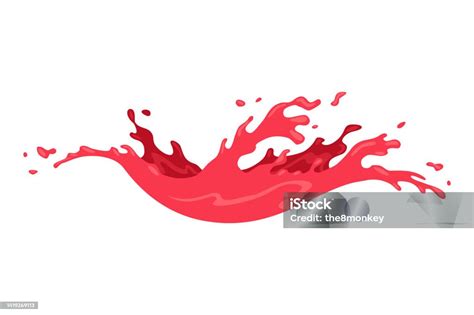 스쿼트 스플래쉬 화려하게 흐르는 스패터링 쏟아진 순수한 주스 또는 액체 추상적 인 형태의 파도로 떨어집니다 컬러 워터 스플래쉬가있는 만화 일러스트 레이 션 곡선에 대한 스톡