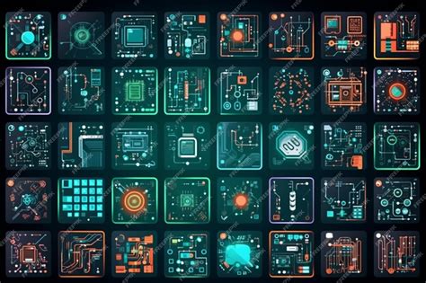Premium Photo Iot Ai Big Data Microchip Vector Icon Set Internet Of