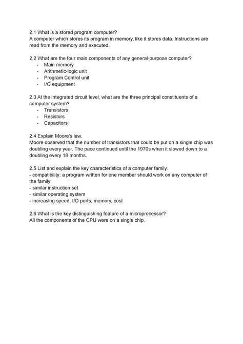 Ex2 21 What Is A Stored Program Computer 22 What Are The Four Main Components 2 What Is A