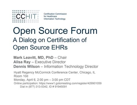 Cchit Open Source Forum At Himss 09 Ppt