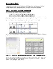 Binary Number Representations Practice And Conversion Course Hero