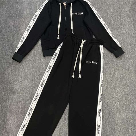 Комплект одежды Женский Miu Miu Повседневный черный меланж размер 46 48 Хлопок Логотип рост