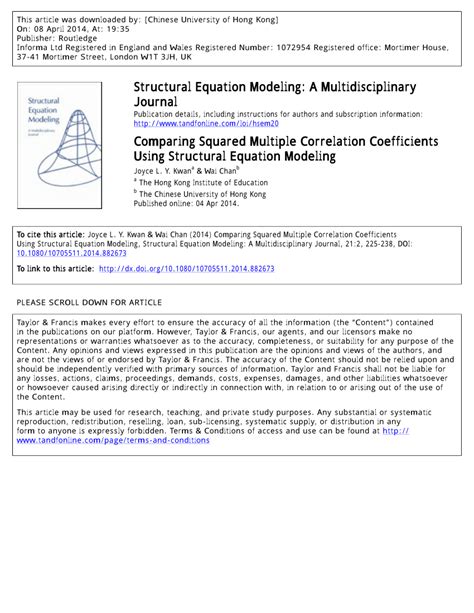 Pdf Comparing Squared Multiple Correlation Coefficients Using