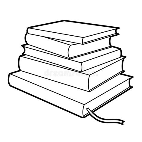Stack Of Books School Education Pile Of 5 Books Outline Illustration On White Background