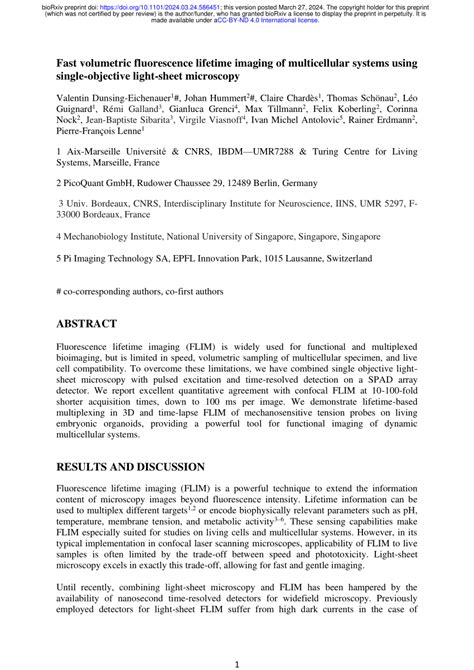 Pdf Fast Volumetric Fluorescence Lifetime Imaging Of Multicellular